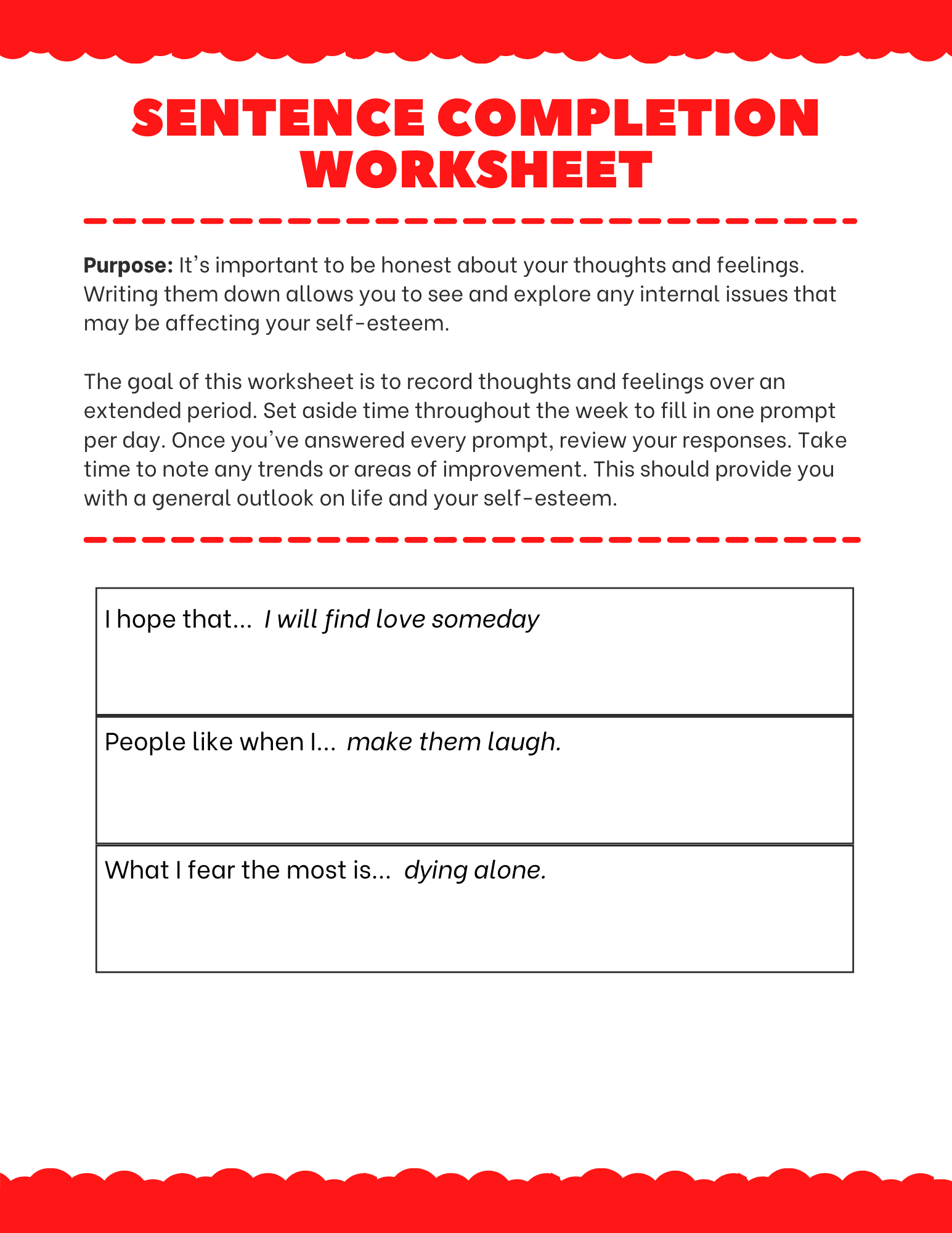 Self-Esteem Workheets - Dimitrius Jones